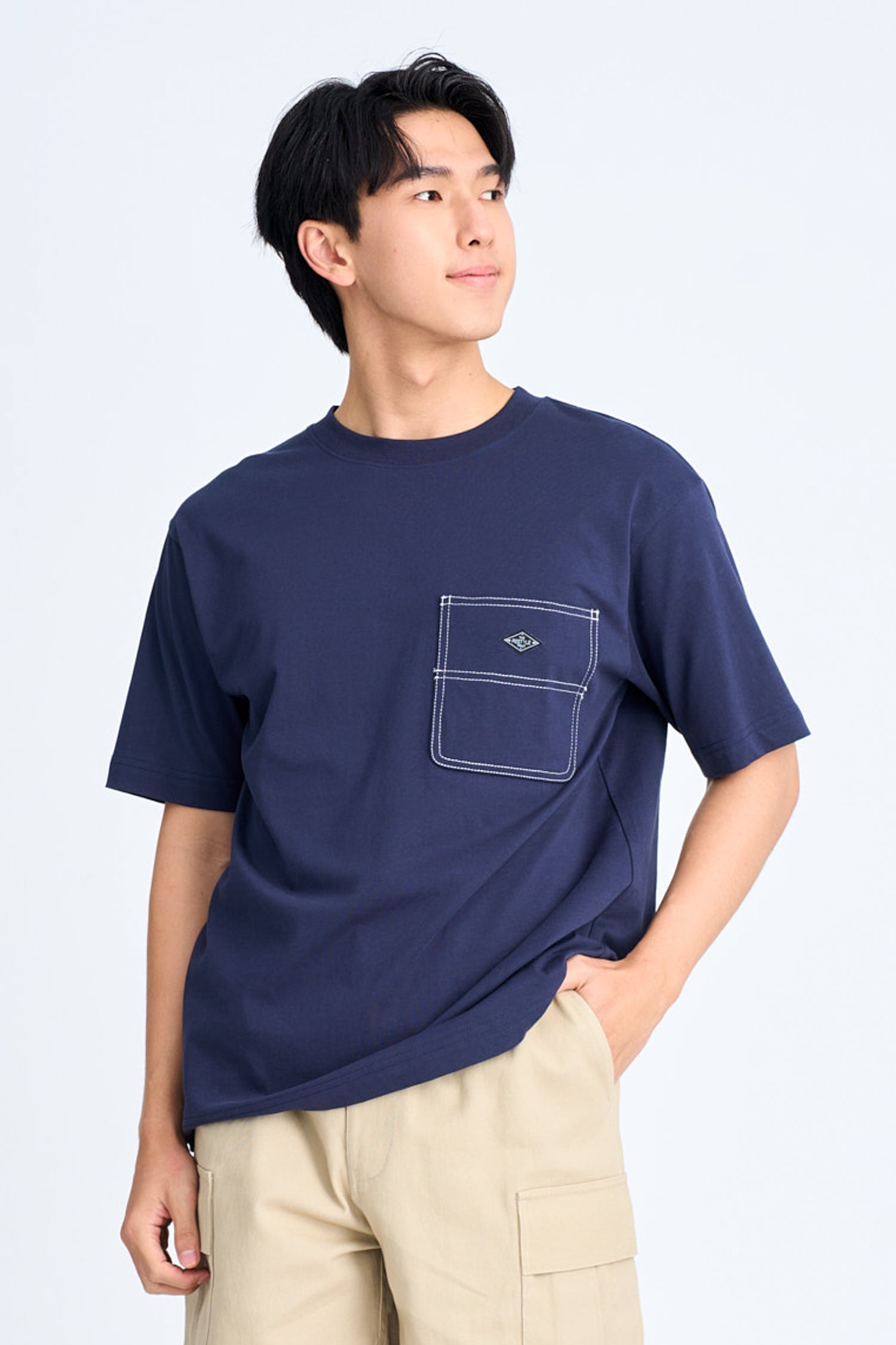 Utility Contrast Pocket Stitch Tee - Navy – The Restyle Trait
