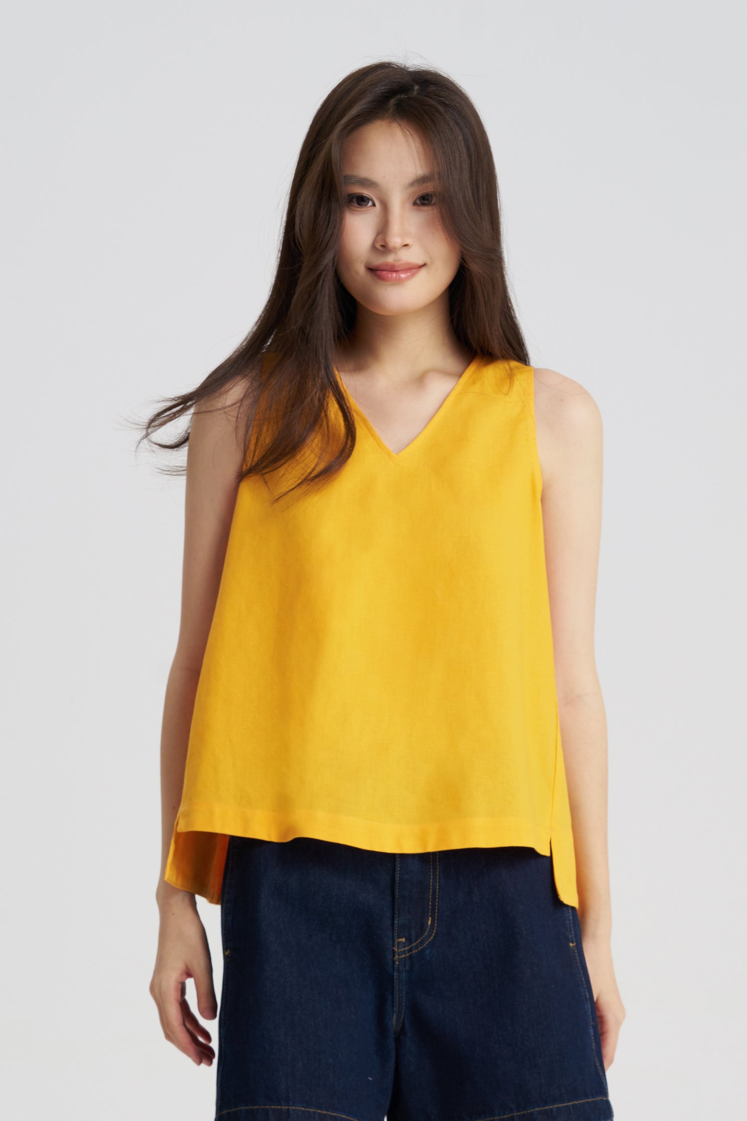 V-Neck Sleeveless Blouse - Sunray – The Restyle Trait