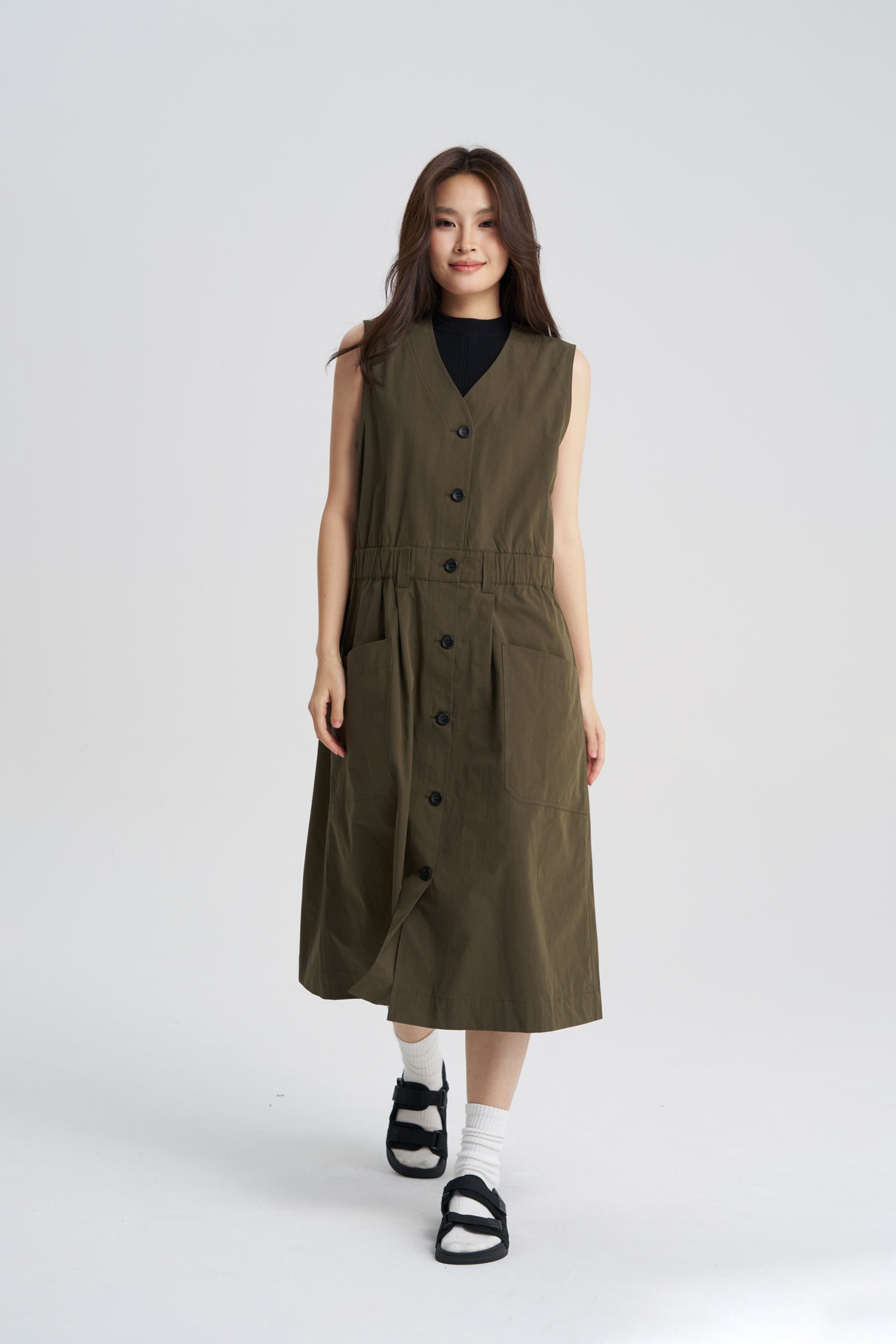 Button Front Dress - Army Green – The Restyle Trait
